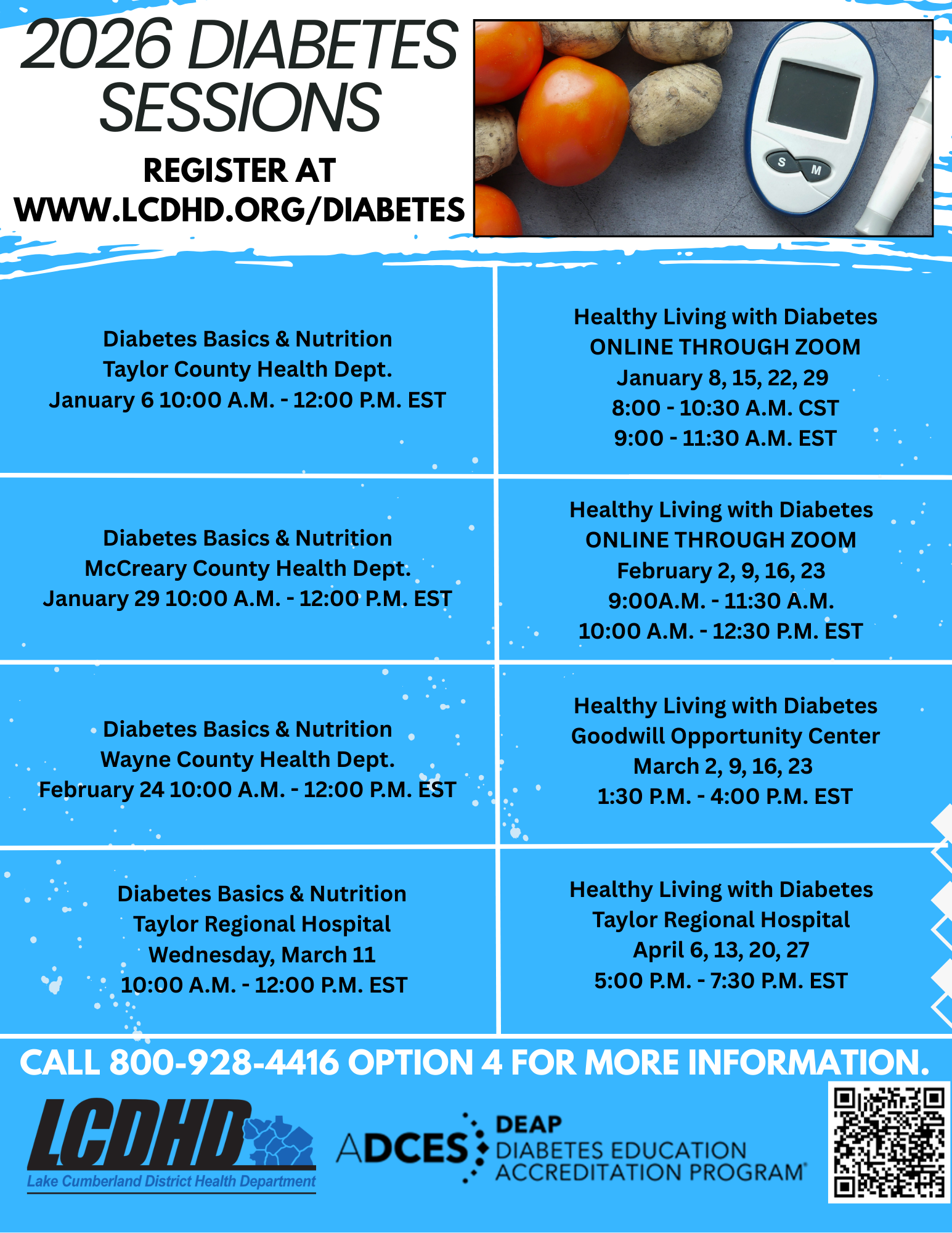 Diabetes Class Schedule - Lake Cumberland District Health Department